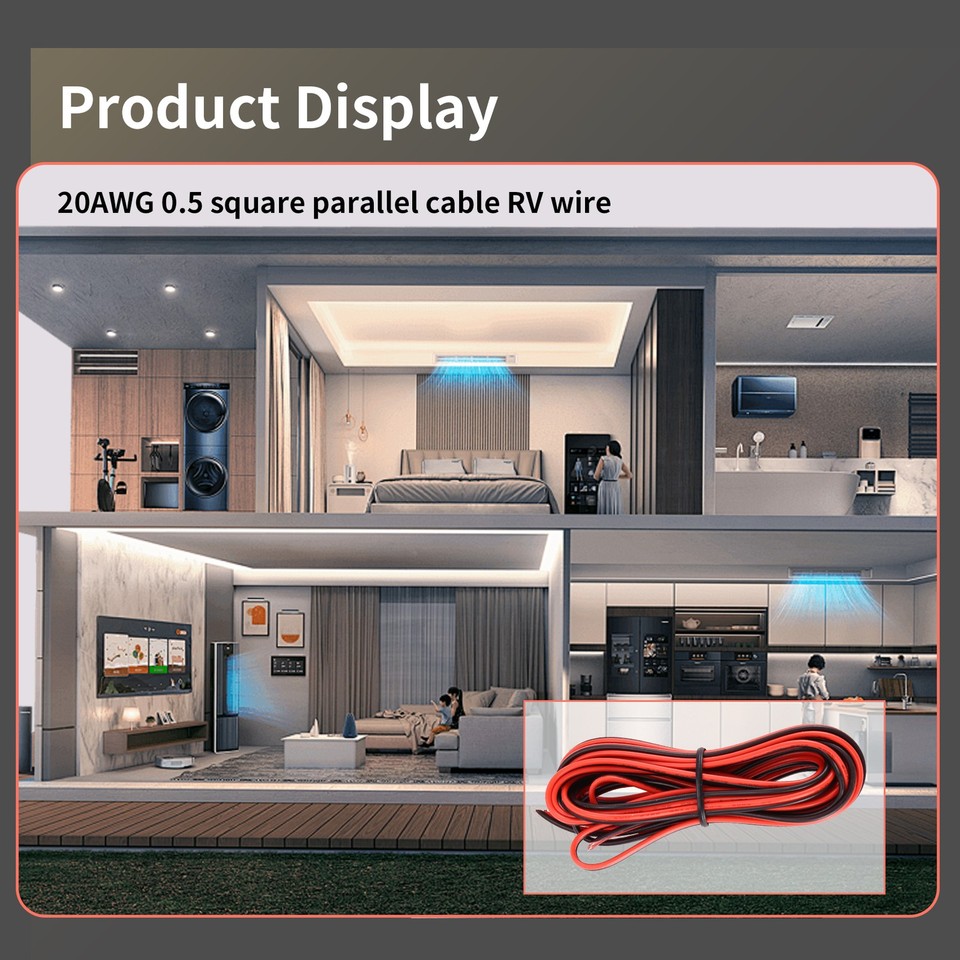 20 PER 3 METER RED BLACK ZIP WIRE AWG CABLE GROUND STRANDED COPPER CAR ...