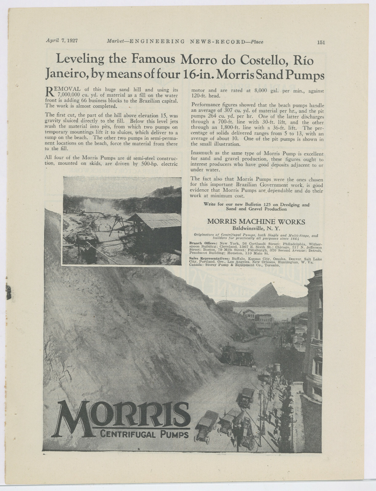 1927 Morris Pumps Ad: Morro do Costello, Rio Janeiro - Baldwinsville ...