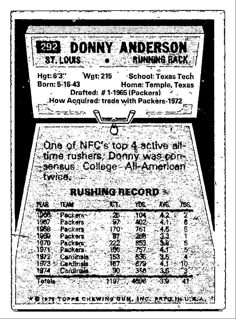 1975 Topps - #292 Donny Anderson for sale online | eBay