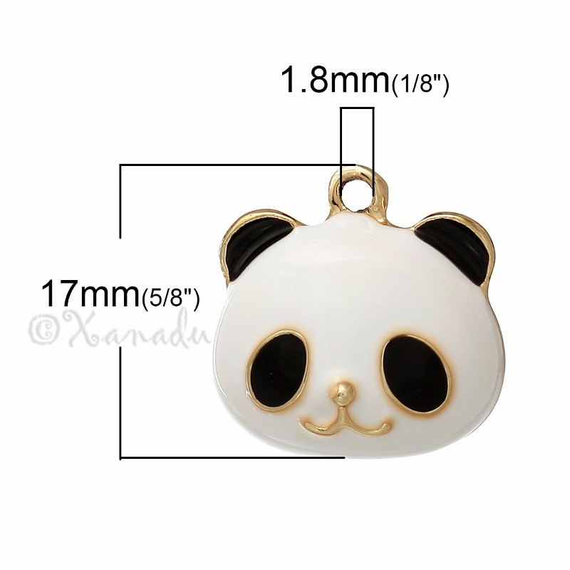Panda Charms - 17mm Gold Plated Enamel Pendants C4731 - 2, 5 Or 10PCs ...