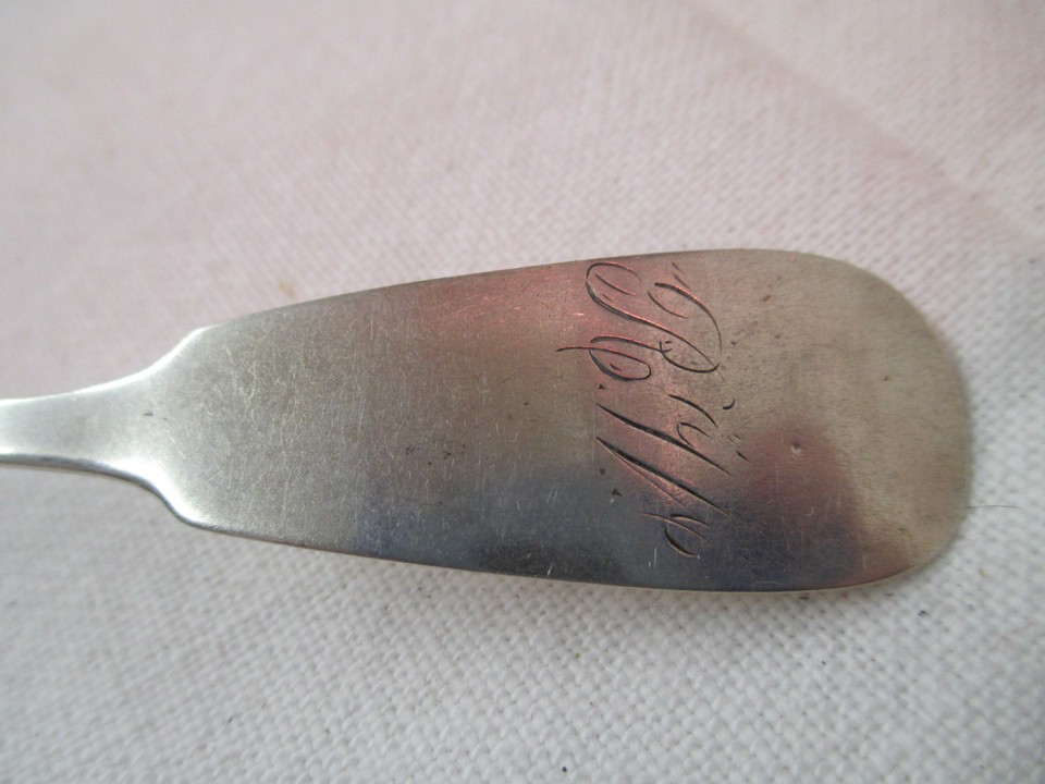 Antique Coin Silver Teaspoon L. Johnson monogram RW | eBay