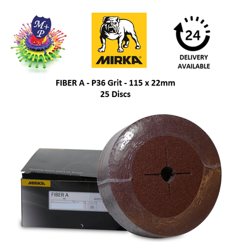 Mirka Fiber A FIBRE Grinding Discs P36 Aluminium Oxide 115 X 22mm Box ...