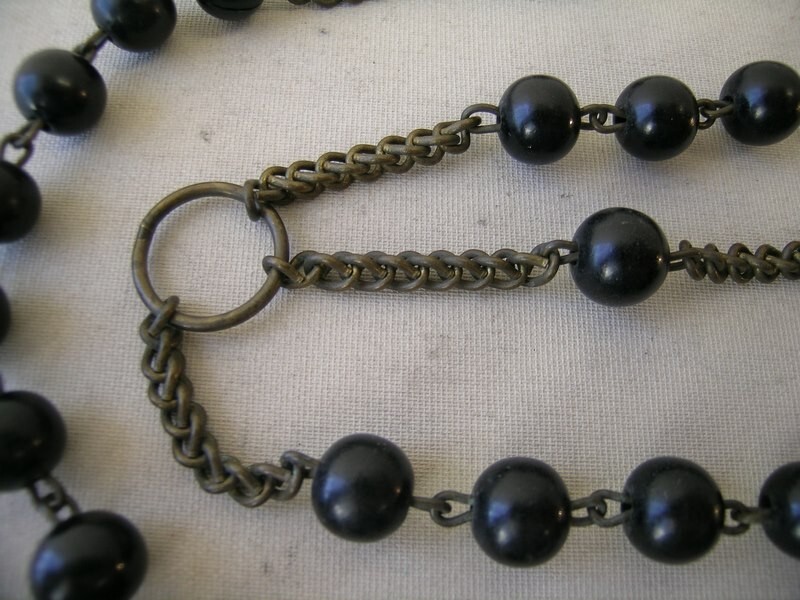 Antique Nuns rosary from convent with wooden beads and copper cross (1 ...