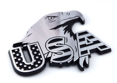 USA American Eagle flag Black with Chrome Eagle plastic car emblem ...