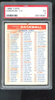 1956 Topps Checklist 2/4 2nd 4th series second PSA 5 Graded Baseball ...