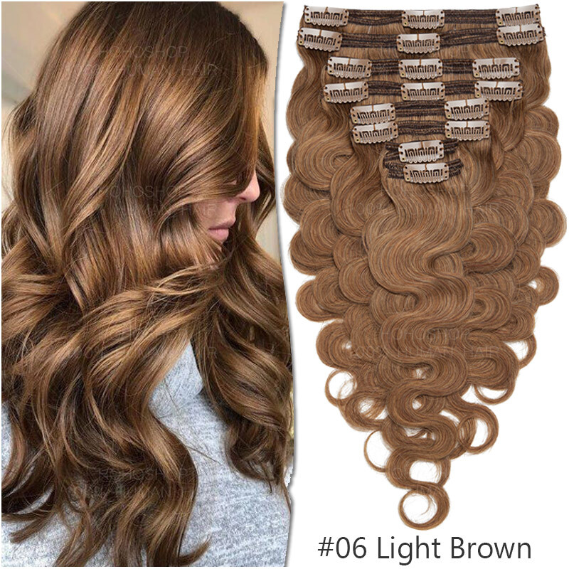 Balayage THICK Clip In Remy Human Hair Extensions Full Head Double Weft ...