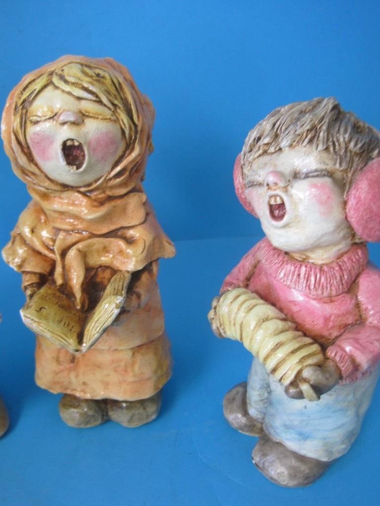 SET OF 4 CAROL RARDON CHALKWARE HOLIDAY CAROLING 1970'S GROTESQUE ...
