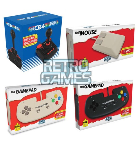 The A500 Mini Joystick + Mouse + Joypad Cream + Controller Black Amiga ...