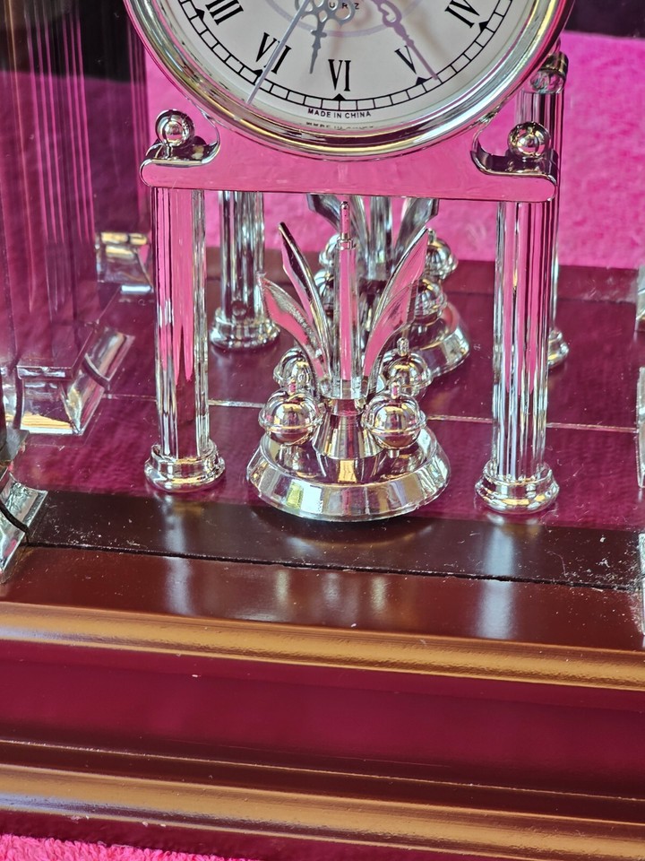 Wallace SilverSmiths Quartz Mahogany Wood Table Mantle Clock With ...