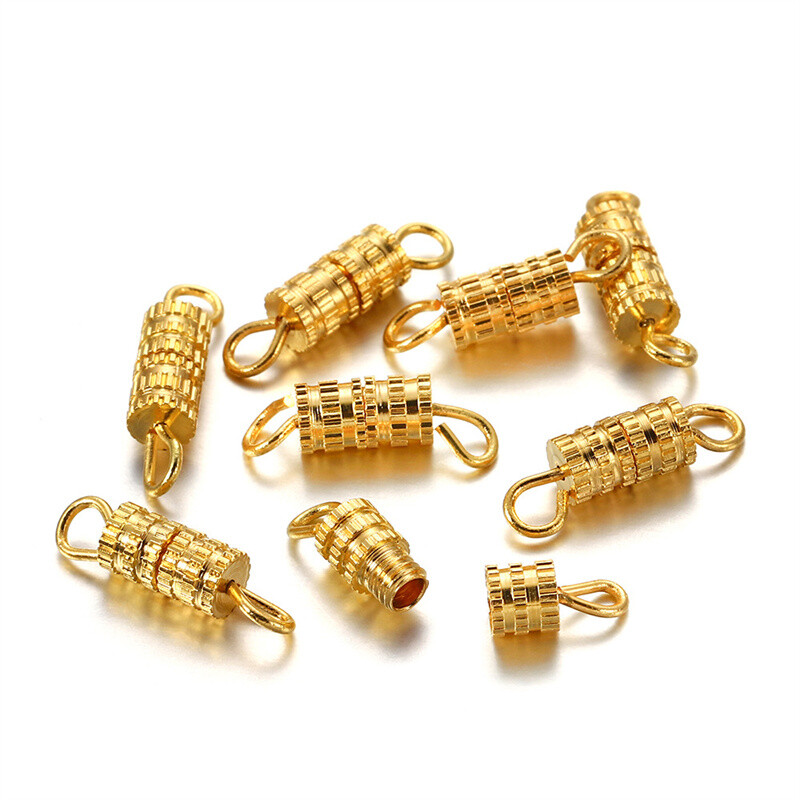 60Pcs Brass Screw Clasps Barrel Jewelry End Tip Caps Jewelry Findings ...