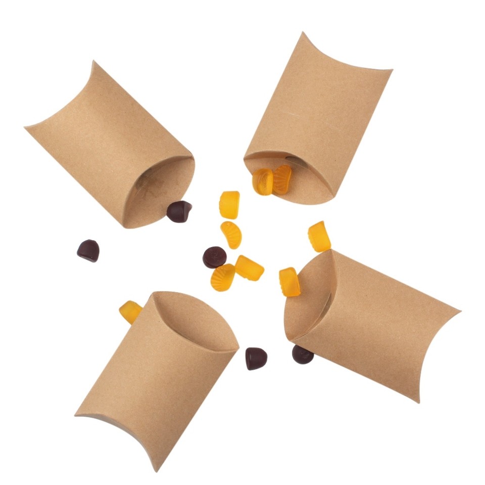 100x Wedding Candy Box Paper Kraft Gift Boxes Pillow Shape Bag Event ...