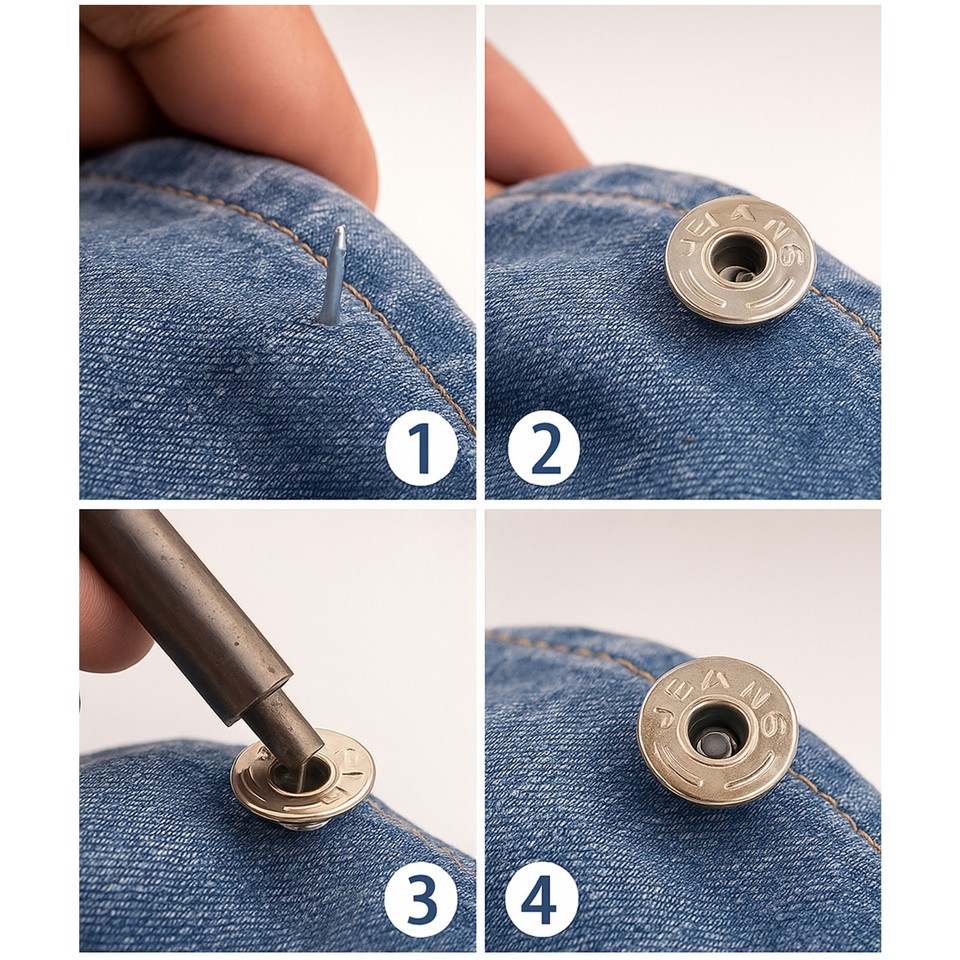 Jeans Buttons Brass Rivets With Fixing Hand Tool for Jacket Clothing ...