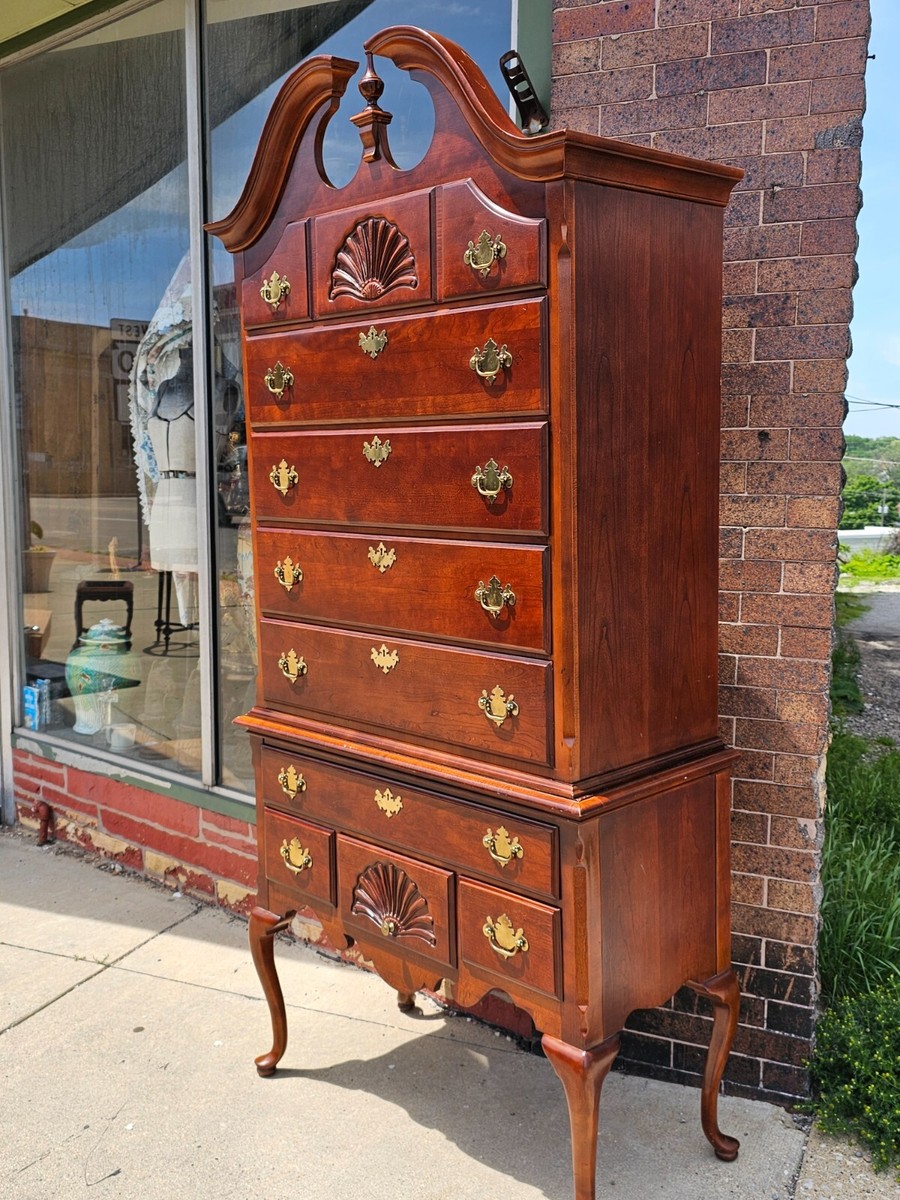 Cherry Wood Highboy Dresser Willett Furniture Mid Century Solid Cherry