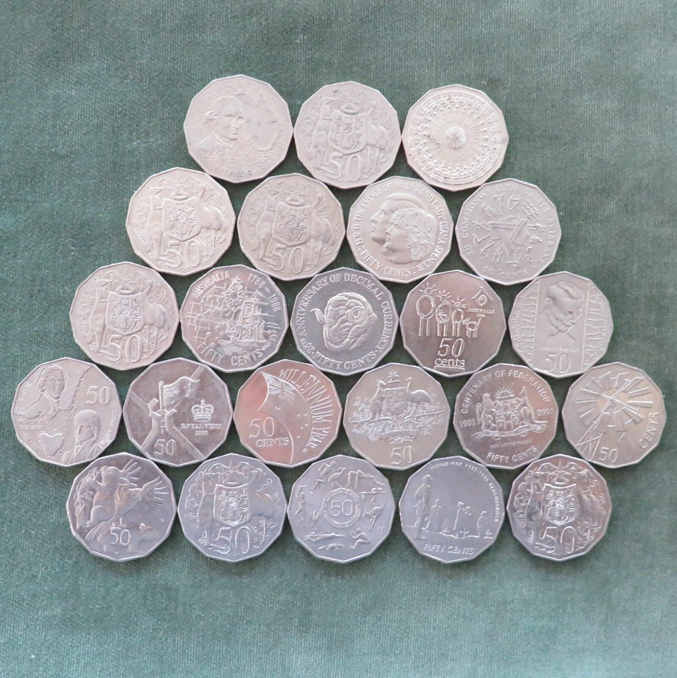 Australian 50 Cent Coin Group of 23 (All Different) - Ungraded (Lot 18 ...