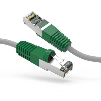 7Ft CAT6 Shielded Crossover Cable Gray Wire/Green Boot | eBay