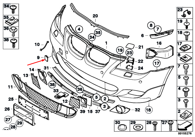 BMW 5 E60 Front M Bumper Tow Hook Eye Cover 51117897210 7897210 NEW ...