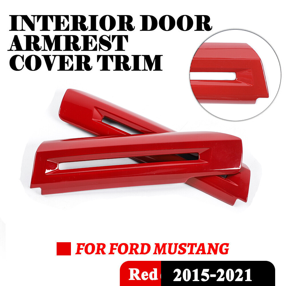 For Ford Mustang 2015+ Red Interior Door Armrest Frame Cover Trim ...