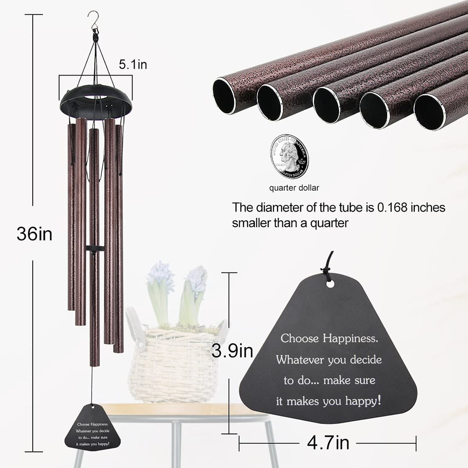 ASTARIN Sympathy Wind Chimes Outdoor Large Deep Tone,36" Handmade Wind ...