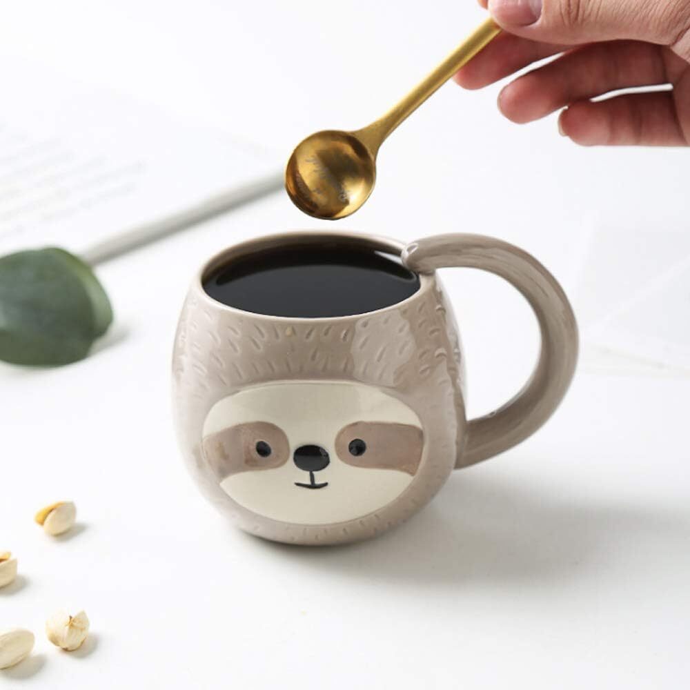 Novelty sloth coffee mug, cute travel tea Animal Cup, cartoon 3D Brown ...