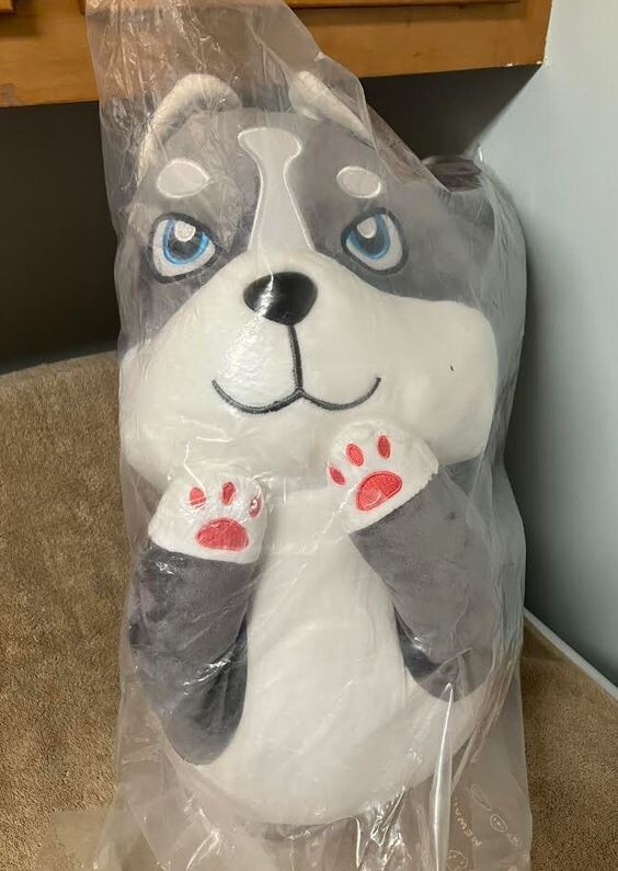 Mewaii Long Dog Plush Kawaii Body Pillow, 44” Cute Gray Dog Stuffed ...