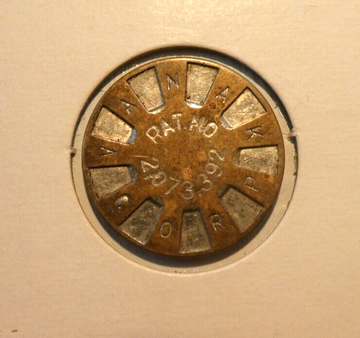 Rare VANAK CORP Token, 9 Spoke, Nickel-Plated Brass, Pat. No 2073392 ...