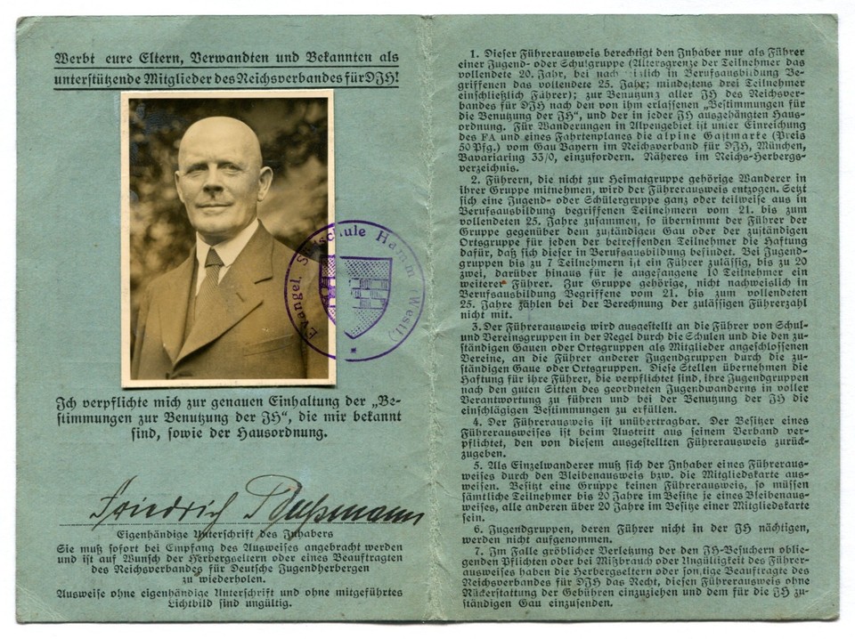 ORIGINAL GERMANY WW2 IDENTITY BOOK FOR DJH YOUTH HOSTELS, HITLER ERA ...