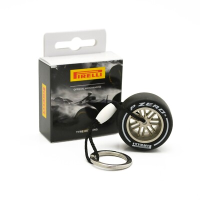 Pirelli Motorsport F1 Official Rubber Hard Tyre White Keyring Key Chain ...