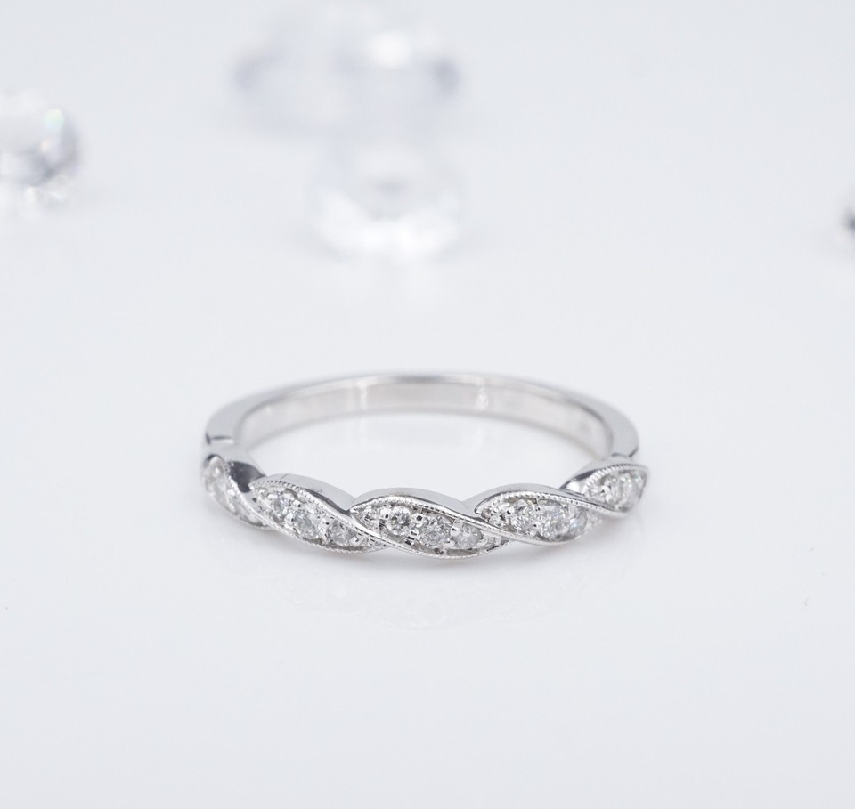 Designer Twisted Diamond Band Ring 14k White Gold Size 7 RG4440 | eBay