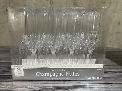 Glass-Like Plastic Elegant Champagne Flutes| Clear | Pack of 8, 5 fl oz ...