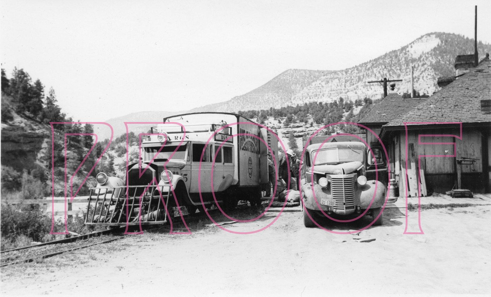 Rio Grande Southern (RGS) Galloping Goose 5 at Placerville, CO in 1940 ...