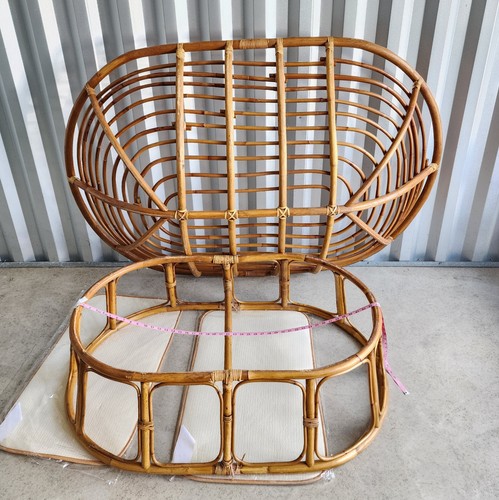 Vintage Double Papasan Sofa Frame Boho Furniture Rattan Bowl Oversize ...