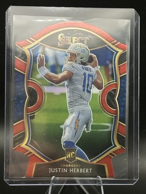 2020 Panini Select Justin Herbert Rookie Red Die Cut Prizm Concourse RC ...