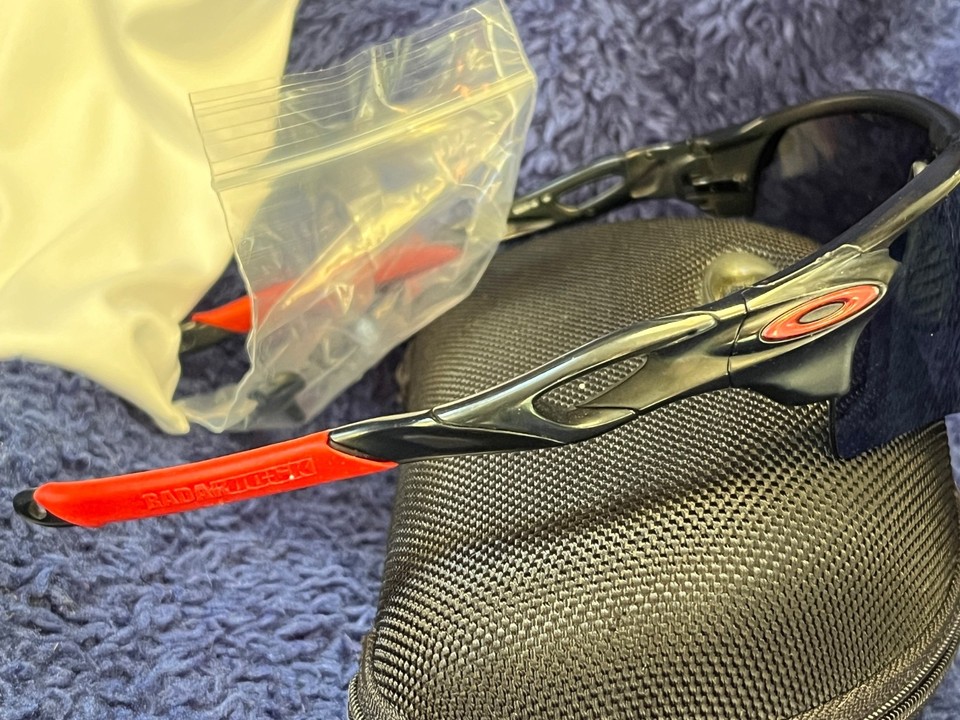 Oakley RadarLock Path Polarized Sunglasses Red & Black frame | eBay UK