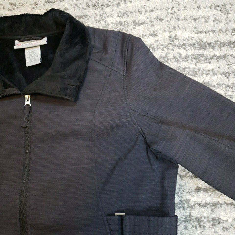 Free Country Midweight Fleece Lined Full Zip Jacket Black Coat Women XL ...