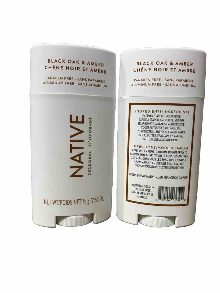 2 Native Deodorant Black Oak & Amber Aluminum & Paraben Free 2.65 oz ...