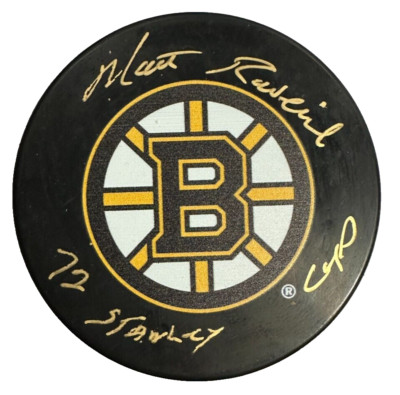 Matt Ravlich Autographed Boston Bruins Hocket Puck W/ 72 Stanley Cup ...