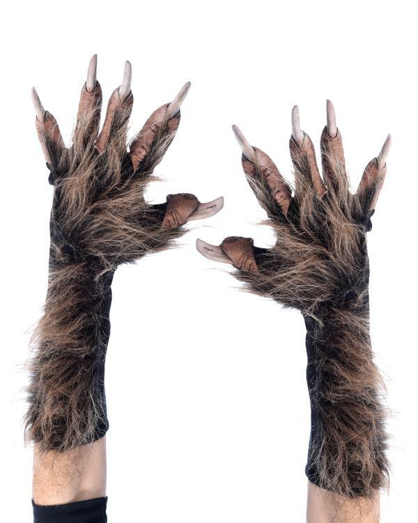 Zagone Werewolf Gloves Hands Furry Brown Adult Unisex Halloween Costume ...
