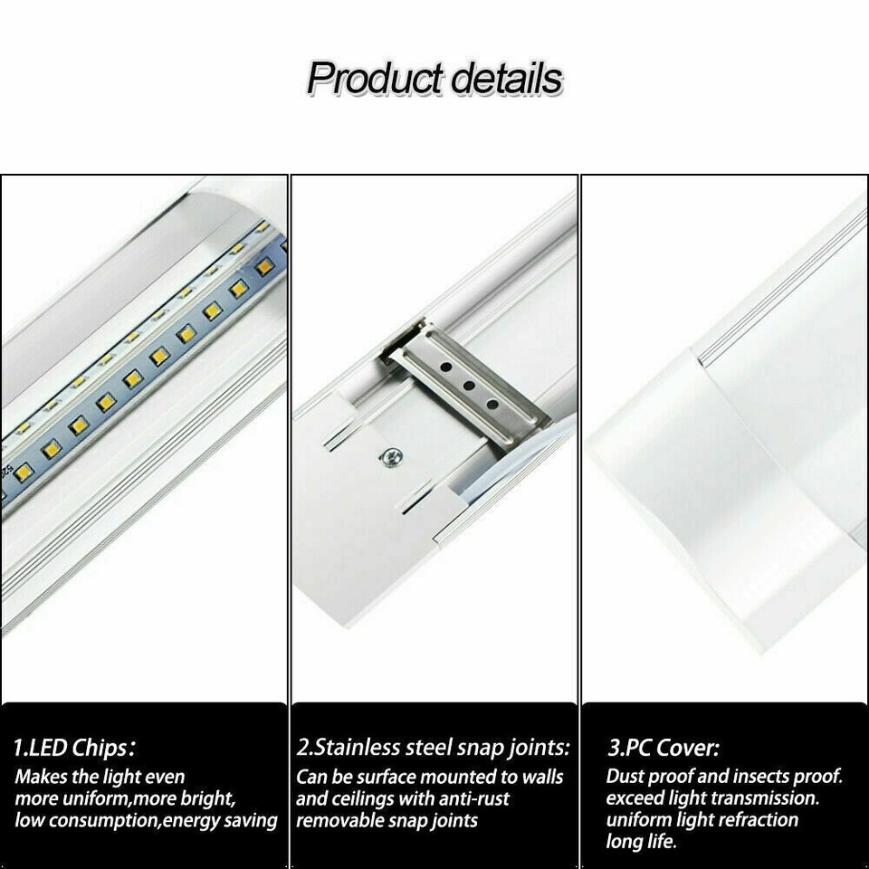 10x 120CM LED Tube Light 40W 6500K Batten Linear Slim Light WorkShop ...