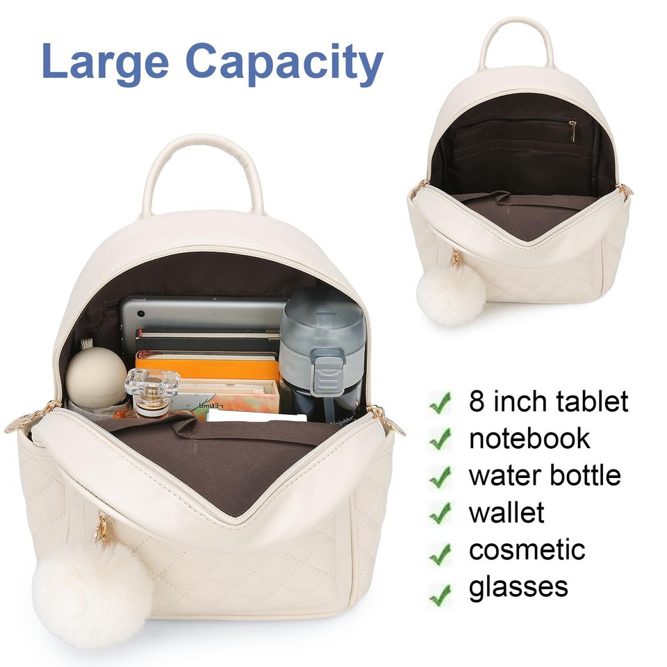 Girls Fashion Mini Backpack Purse Small Cute Plaid Leather Women ...