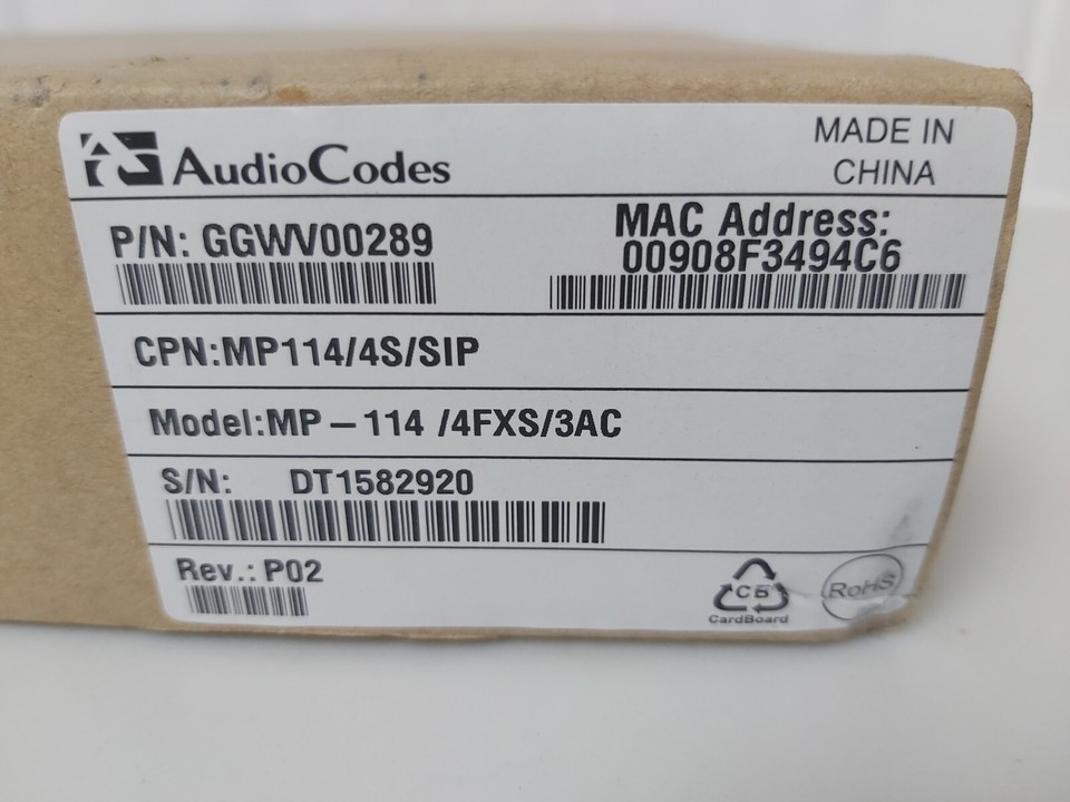 AudioCodes GGWV00289 MP-114/4FXS/3AC VoIP Gateway | eBay