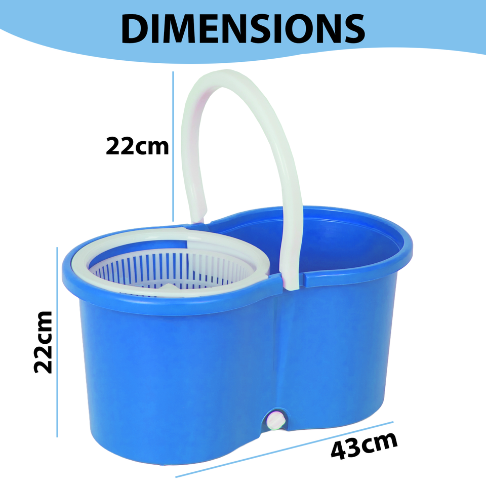 360° FLOOR MAGIC SPIN MOP BUCKET SET MICROFIBER ROTATING DRY HEADS WITH ...