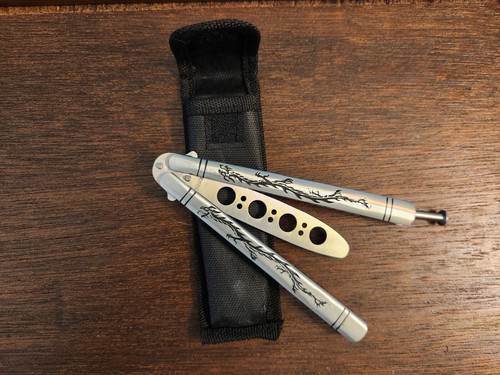 Silver Balisong Trainer With Engraved Dragon On Handles | eBay