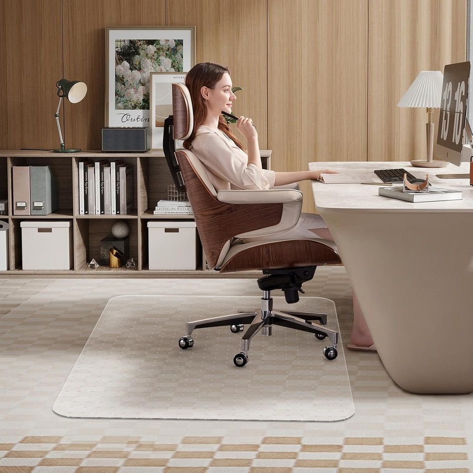 WASJOYE Office Chair Mat Carpet Protection, 90x120 cm Non-slip PVC ...