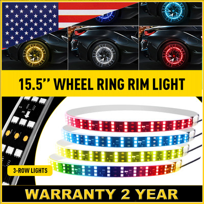 15.5 LED Wheel Lights Ring Strobe Chasing RGB Color Rim Bluetooth ...