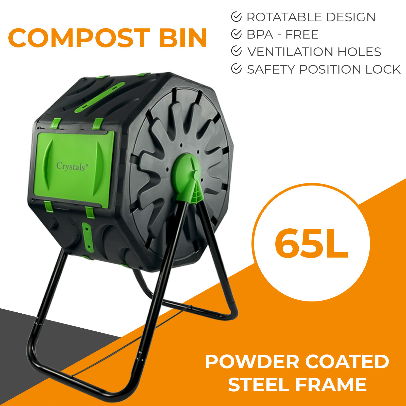 300L/65L Composter Bin Organic Eco Waste Compost Converter Garden Bin ...