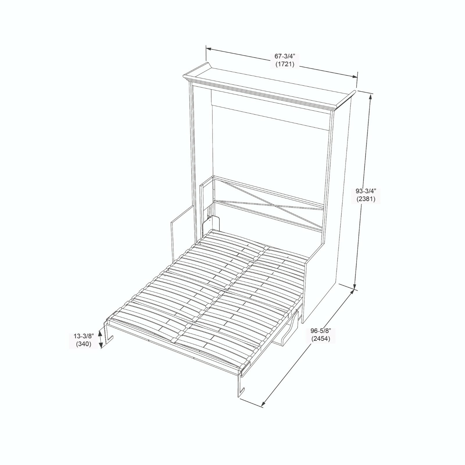 URBAN LOFT “CARSYN” Queen Murphy Wall Bed / Easy Install Walnut w/Desk ...