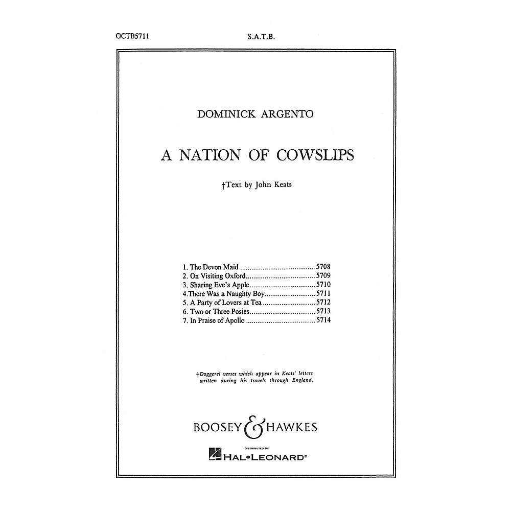 In Praise of Apollo No. 7 Nation of Cowslips SATB a cappella by Dominick Argento | eBay