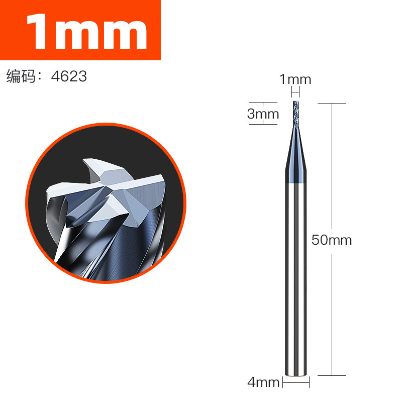 Solid Carbide Straight End Mill 4 Flute Milling Cutter Drill Bit 1mm ...