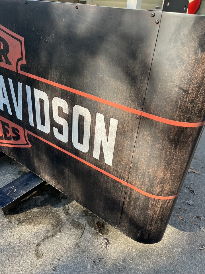 Harley Davidson MOTORCYCLE doubLe Sided BULLNOSE sign MAN CAVE garage ...
