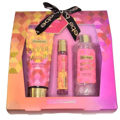 Bebe 3 Piece Bath Luxuries Berry Bellini Gift Set - Bubble Bath, Lotion ...